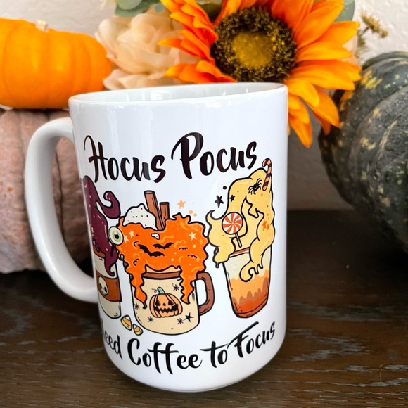 Handmade | Kitchen | Hocus Pocus I Need Coffee To Focus Custom Mug ...